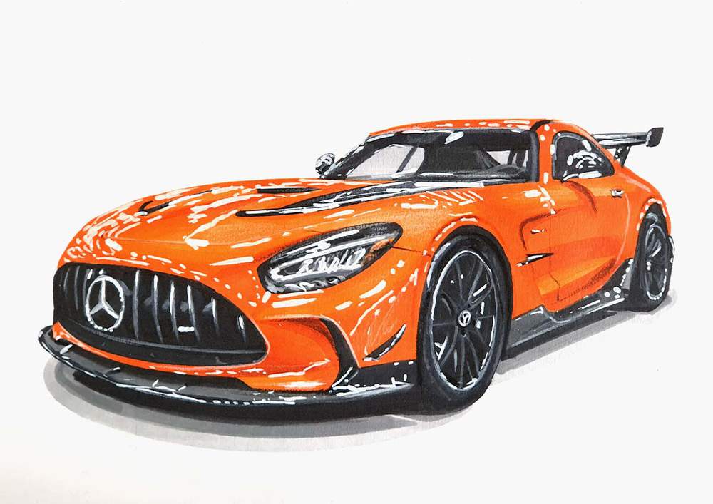 How to Draw a Mercedes AMG GT Black Series - Mercedes Benz AMG GT Drawing Tutorial